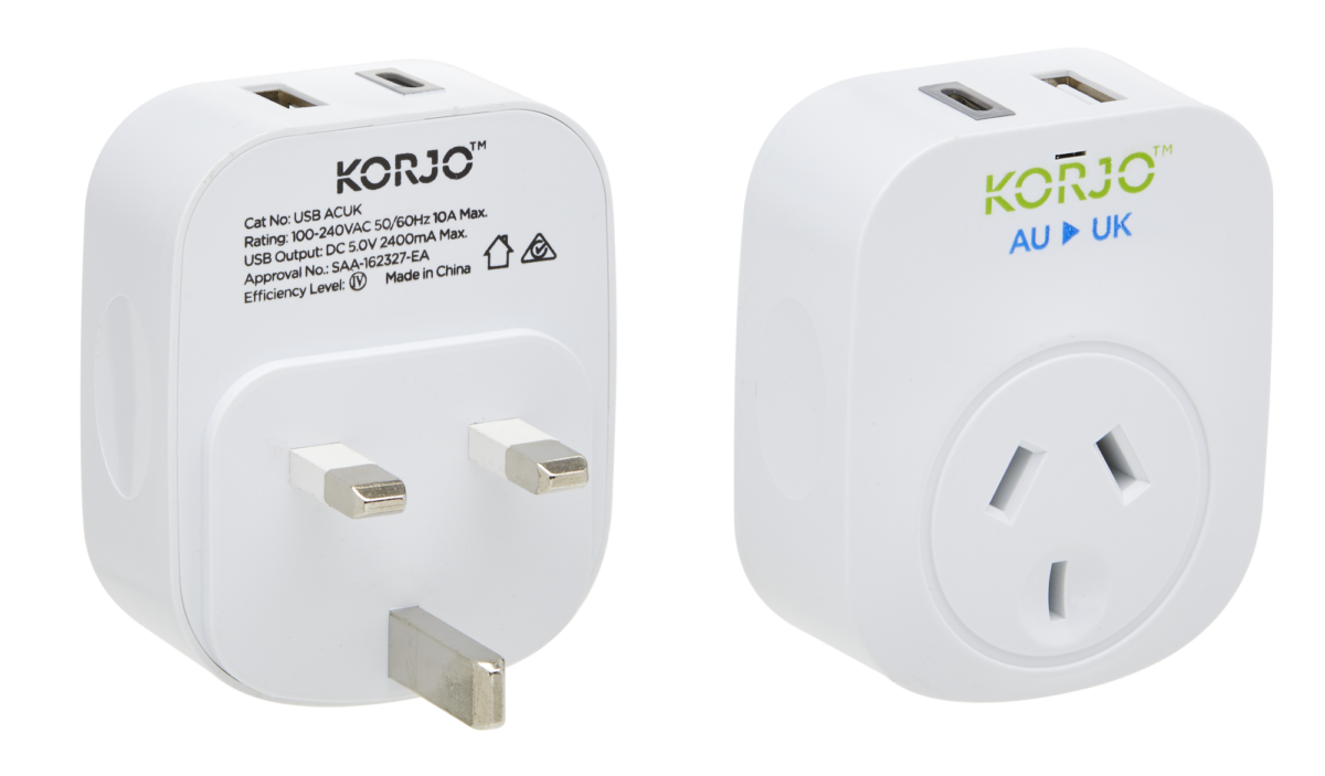 USB A+C & Power Adaptor for UK | Korjo